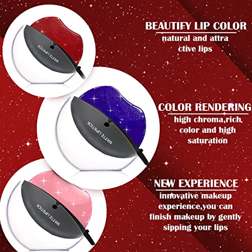 DAGEDA 3 Colors Lazy Lipstick, Pearl Lipstick Magic Color Changing Lipstick, Labiales Magicos Long Lasting Moisturizing Lipstick, Not Fade Lip Shape Lipstick for Lazy People(Color A)