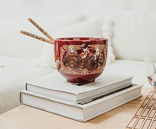 Harry Potter Anime Trio Japanese Ceramic Dinnerware Set | Includes 20-Ounce Ramen Noodle Bowl and Wooden Chopsticks | Asian Food Dish Set For Home & Kitchen | Wizarding World Hogwarts Gifts