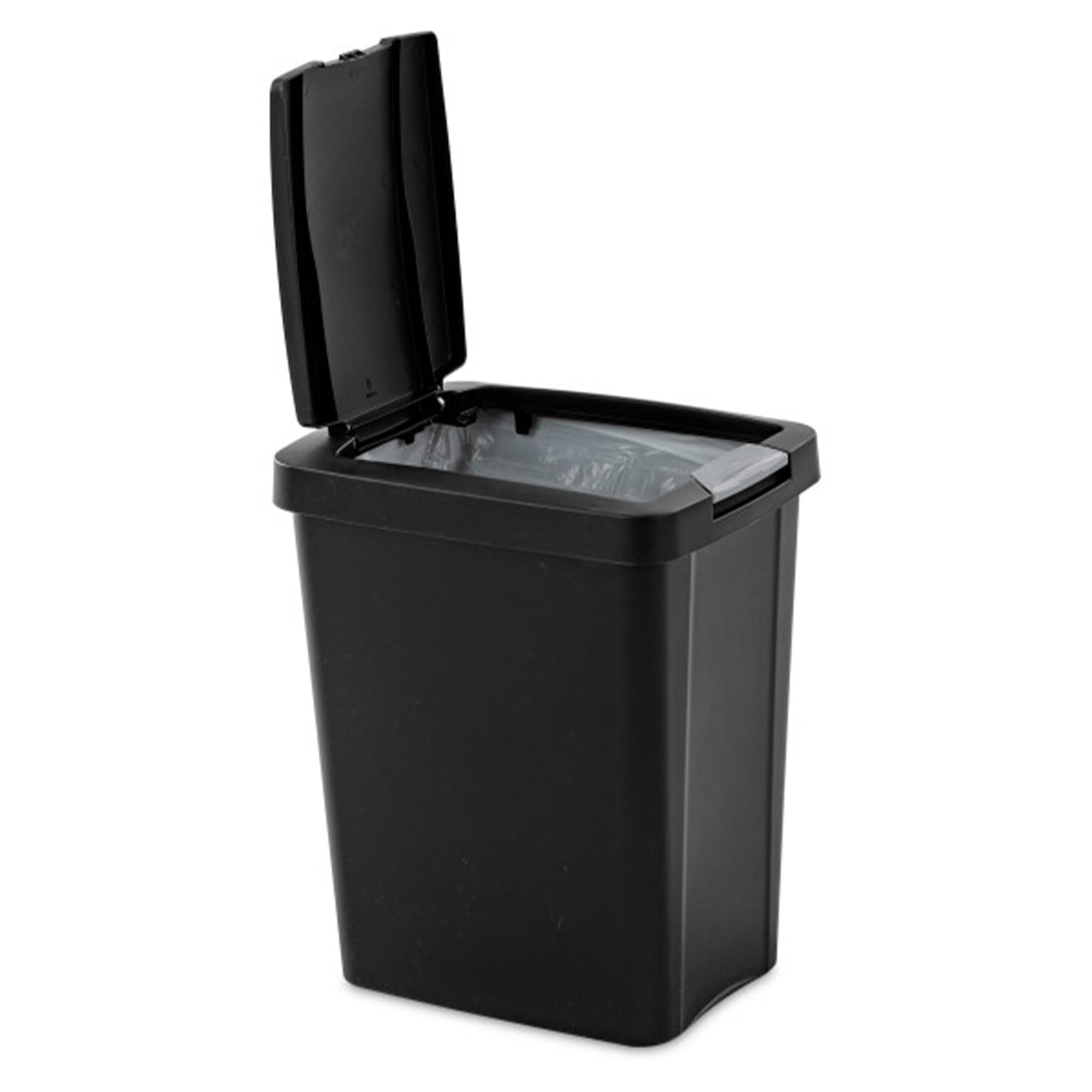 Sterilite 7.5 Gallon TouchTop Wastebasket Trash Can with Pop Up Lid for Kitchen, Bathroom, Mudroom or Office, 4 Pack, Black