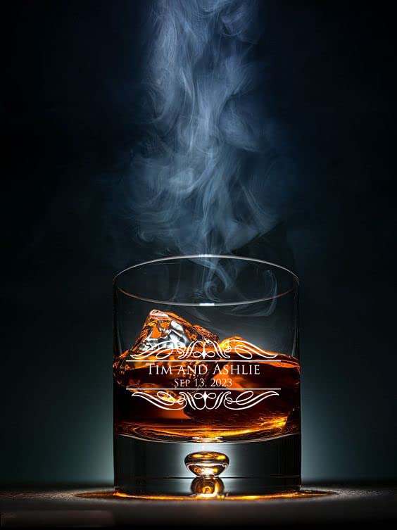 Etched Scotch Glass,Personalized Rocks Glass, Custom Whiskey Glass, Engraved Bourbon Glass, His and her name engraved scotch Glasses, Customized Snifter Glass