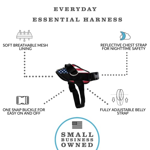 ShawnCo Essential Dog Harness, No-Pull Pet Vest with 3 Leash Clips, No Choke, Reflective, Adjustable and Padded, for Easy Walking and Training for Small, Medium and Large Dogs (Stars and Stripes, L)