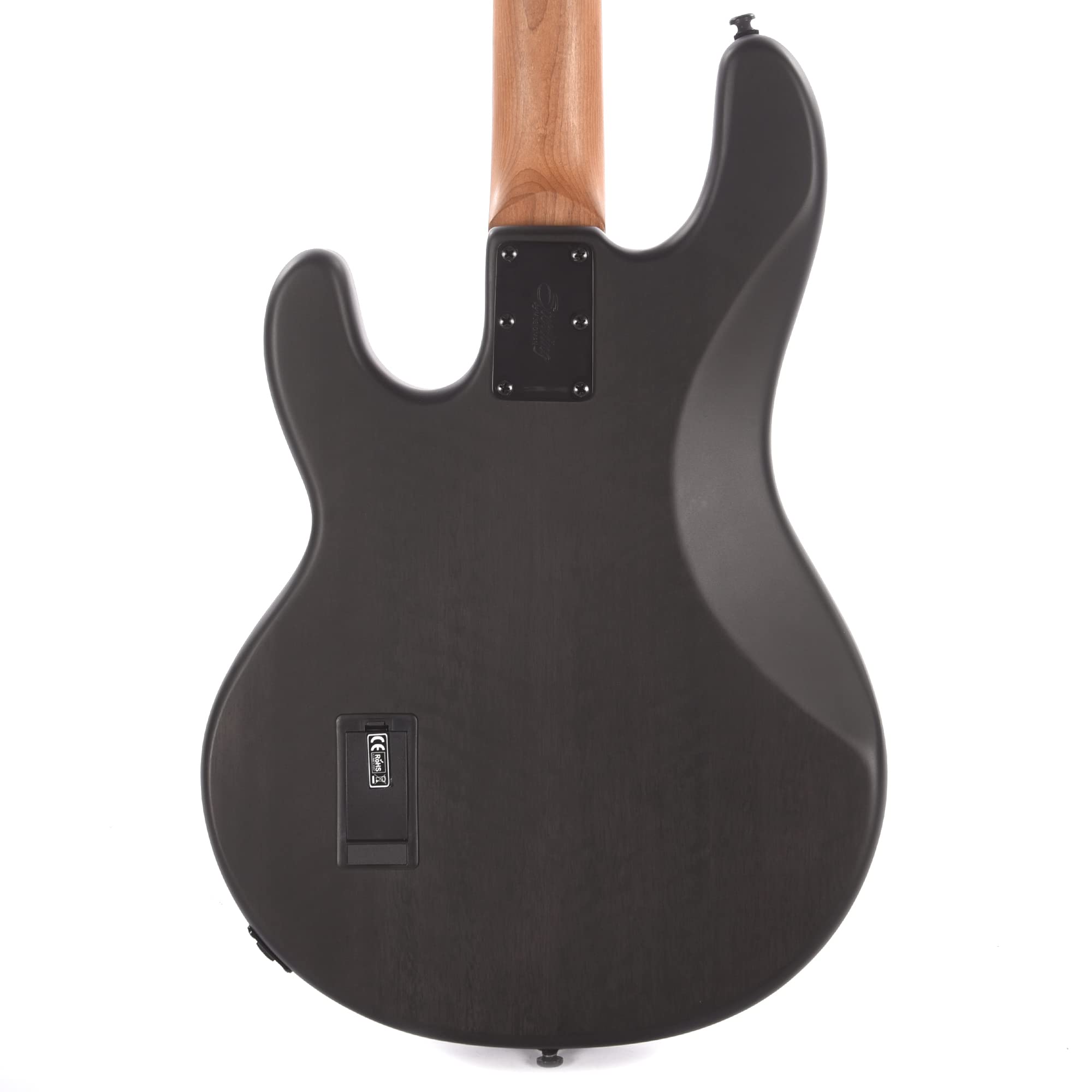 Sterling By MusicMan 4 String Bass Guitar, Right, Poplar Burl, Trans Black Satin (RAY34PB-TBKS-R2)