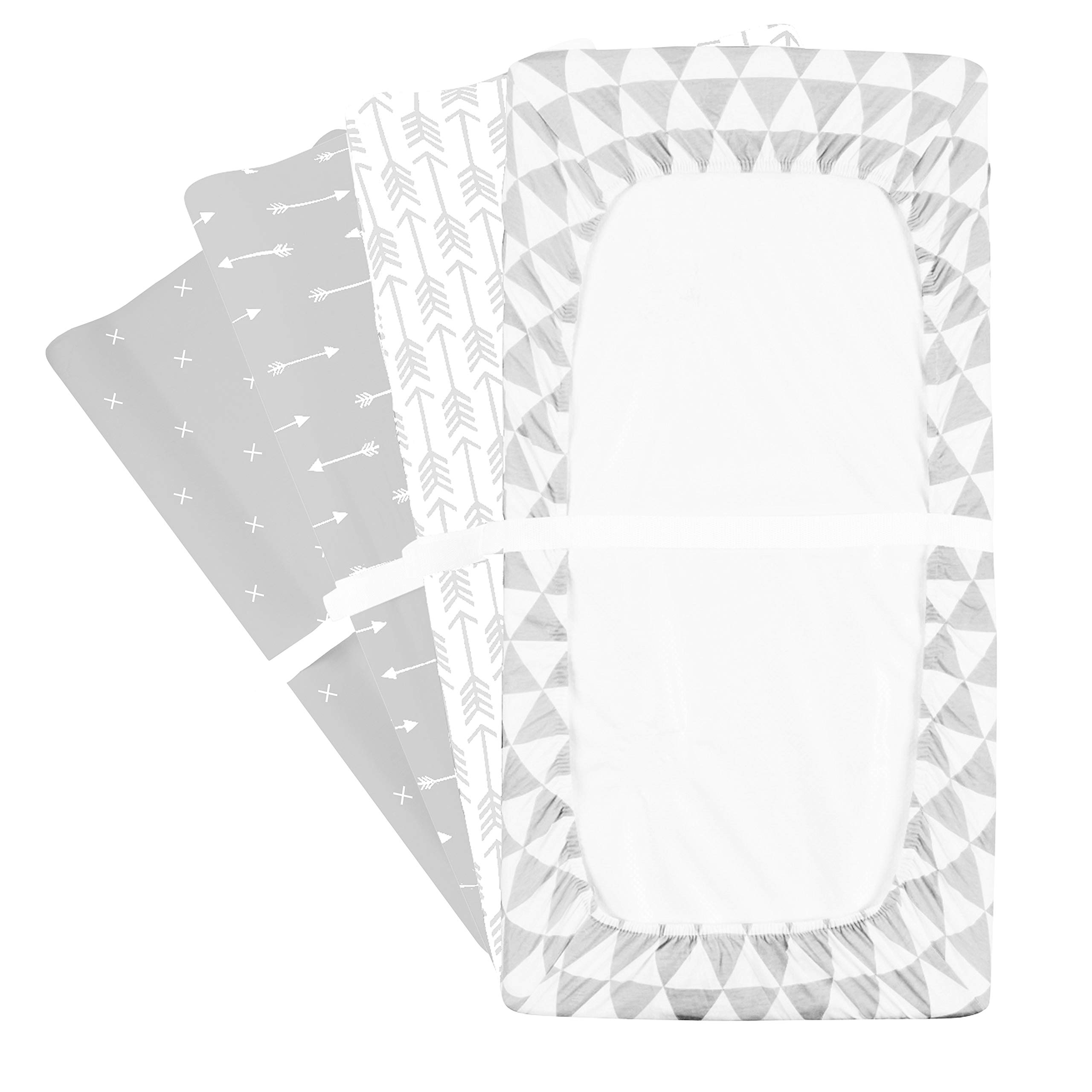 Changing Pad Cover β Premium Baby Changing Pad Covers 4 Pack β Boy or Girl Changing Pad Cover β Pure Jersey Machine Washable Grey & White Changing Table Cover β Diaper Changing Pad Cover Sheets