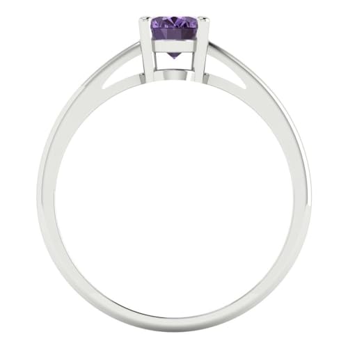Clara Pucci 1.0 ct Oval Cut Solitaire Simulated Alexandrite Engagement Wedding Bridal Promise Anniversary Ring 18K White Gold Size 5.25