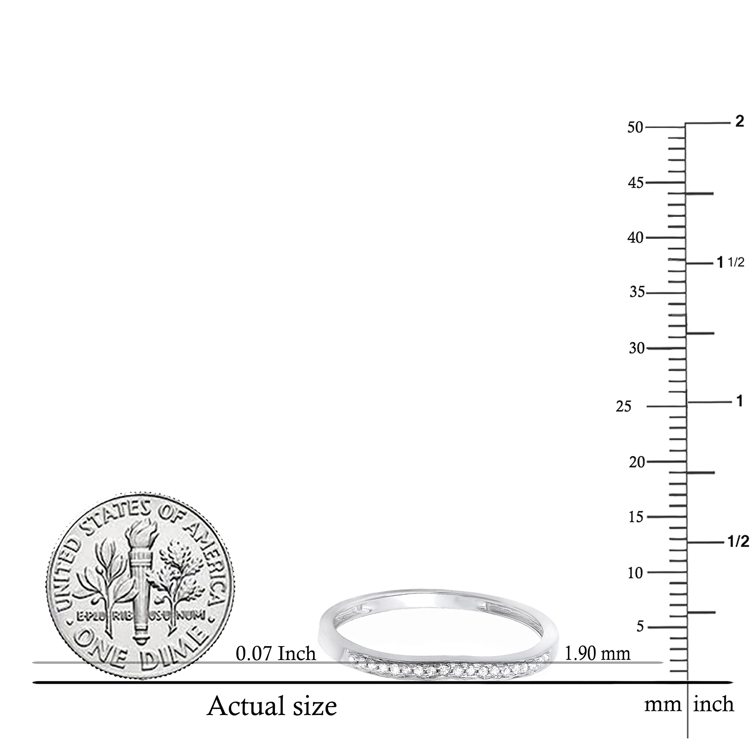 Dazzlingrock Collection 0.10 Carat (Ctw) Round White Diamond Minimal Dianty Anniversary Stackable Wedding Band for Her in 10K White Gold Size 5