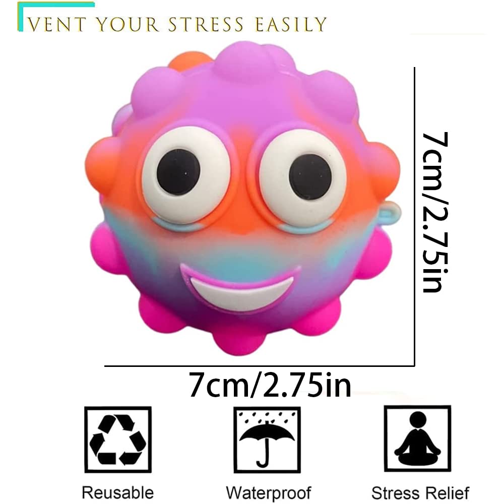 Pop Ball Glow Balls Stress Ball Bouncing Ball ,Fidget Toy Push Bubble Toys, 3D Silicone Squeeze Finger Press Ball Stress Relief Hand Toys (D)