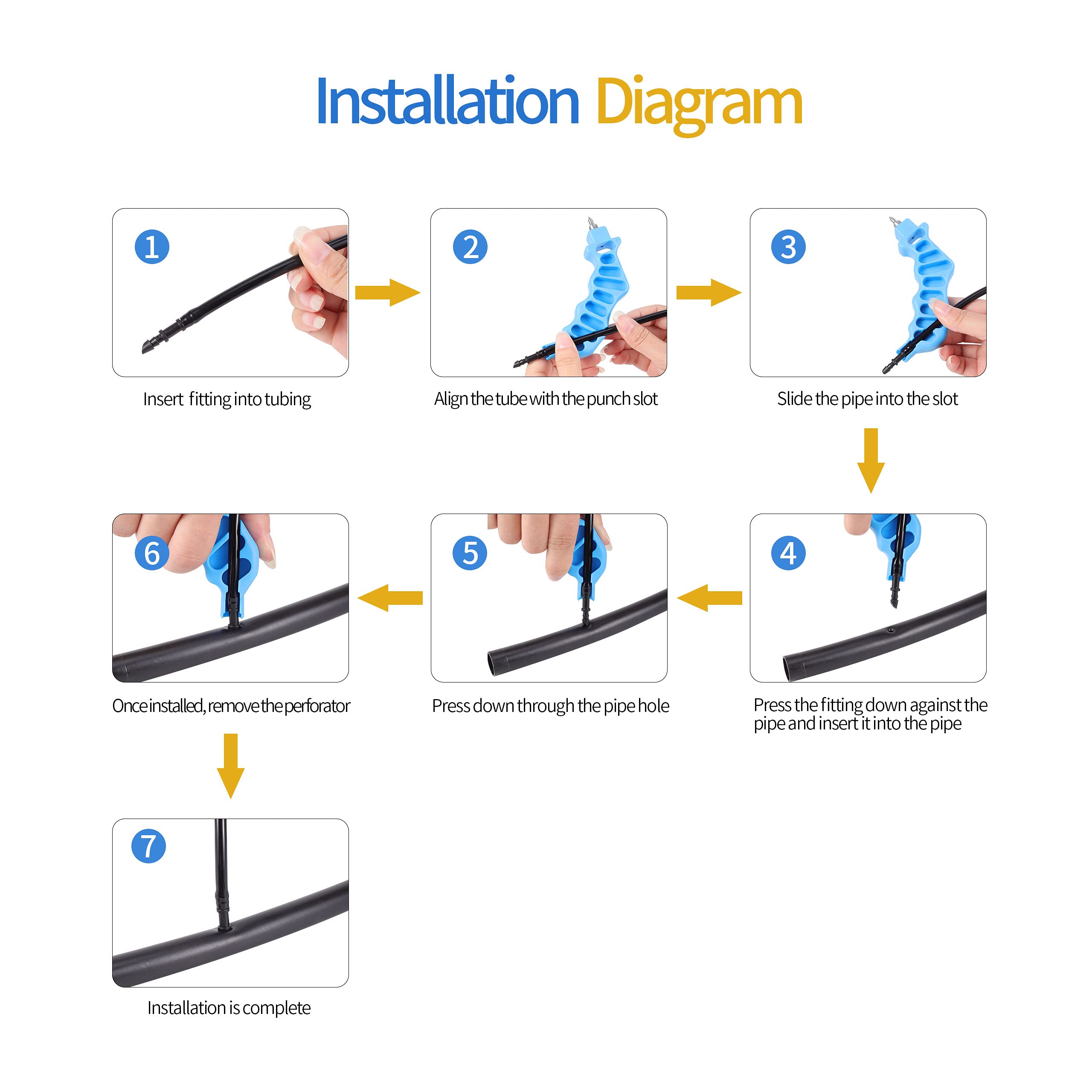 FOGWOWO 2-in-One Drip Irrigation Tubing Hole Punch with 20 pcs Plugs,Drip Irrigation Tool Used for 1/4 inch Fitting and Emitter Insertion,1 Pcs-Blue