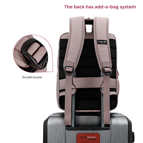 Swissdigital Design Katy Rose Laptop Backpack For Women,College Bookbags With USB Charging Port,Large Capacity Computer Backpacks For Work Business Lotus (SD1006F-82)