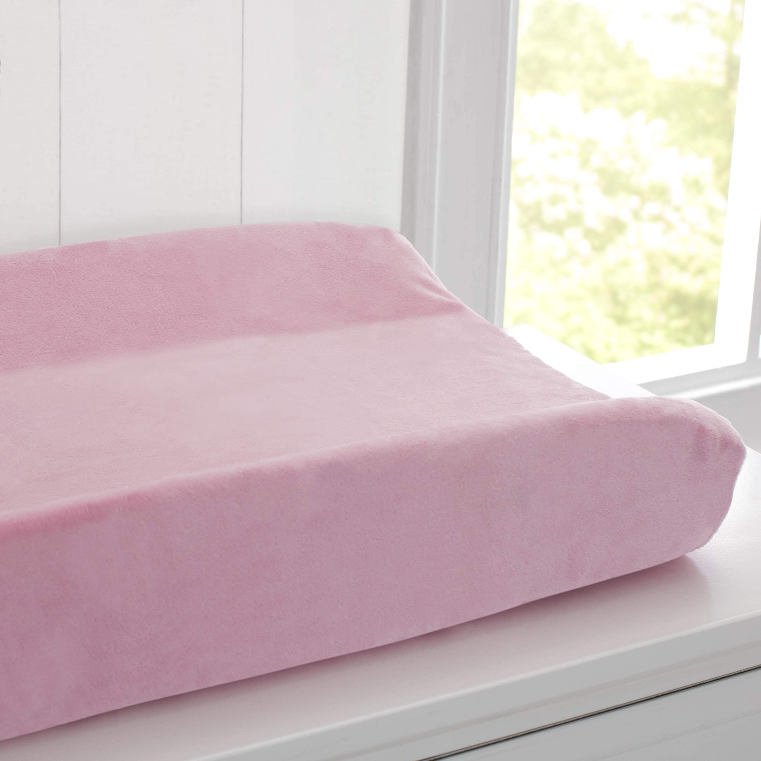 Delta Children Contoured Changing Pad with Plush Cover, Pink