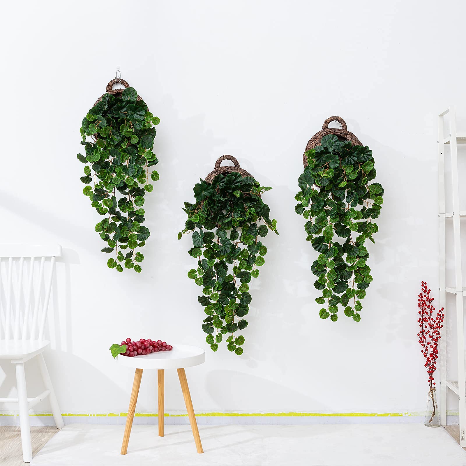 TINGHONG Artificial Hanging Plant 3.2 Ft Fake Vine Begonia Leaf Plant for Wall Home Room Garden Wedding Decoration
