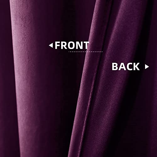 Guibaf Dark Purple Velvet Curtains 84 inches Long Grommet Blackout Curtains for Bedroom Light Blocking Thermal Insulation Drapes Set of 2 Panels 52βx 84β