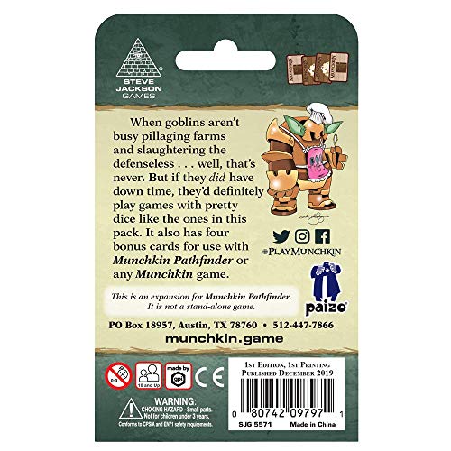 Steve Jackson Games Munchkin Pathfinder Goblin Dice