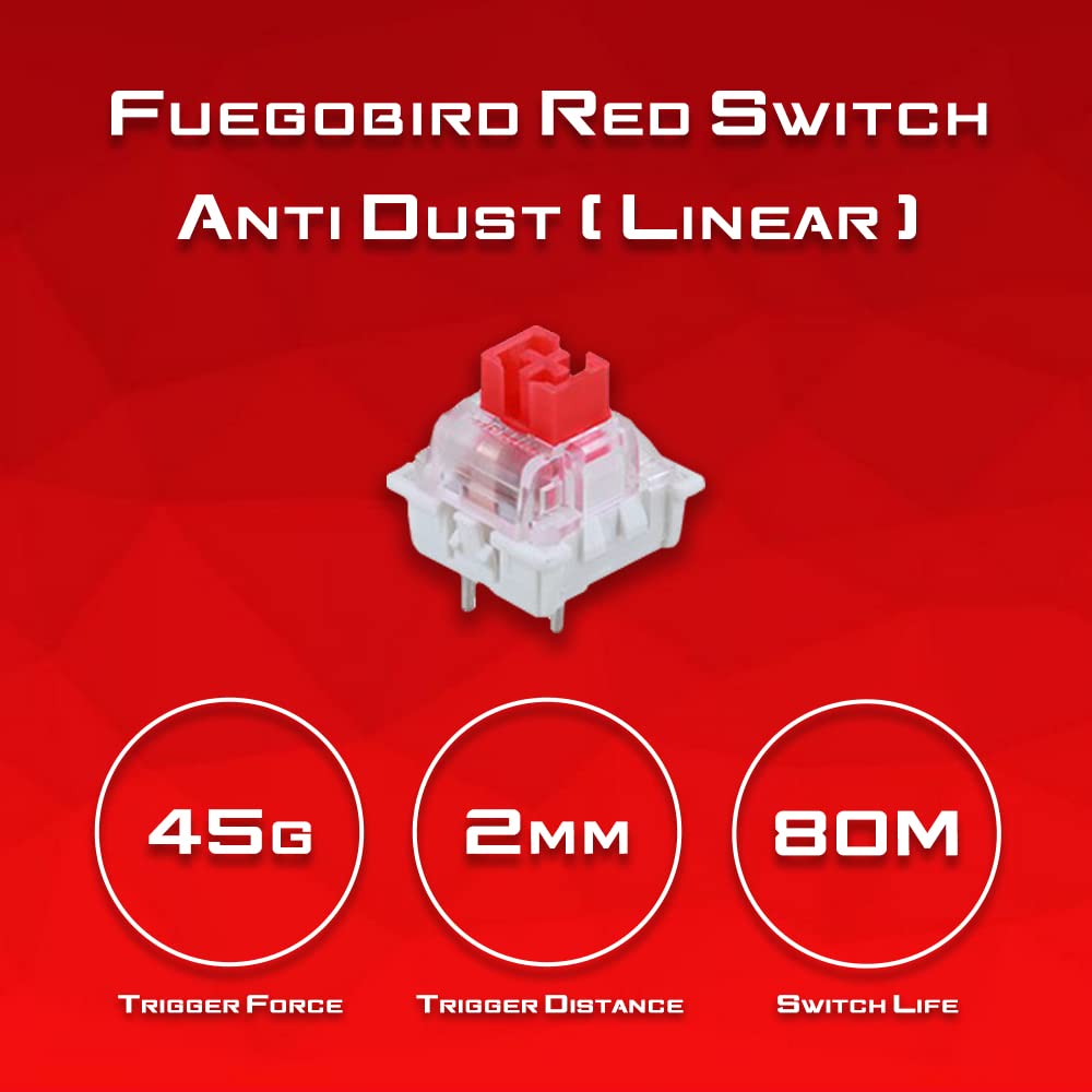 Fuegobird Mechanical Gaming Keyboard, RGB LED Backlit, Wired Keyboard with Linear Red Switch, 104 Full Keys Anti-ghosting, Double-Shot Keycaps