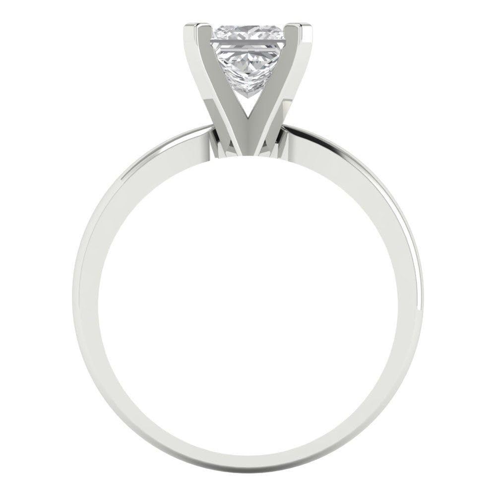 Clara Pucci 1.0 ct Princess Cut Solitaire Genuine Lab Created White Sapphire Bridal Designer Anniversary Engagement Ring 14k White Gold