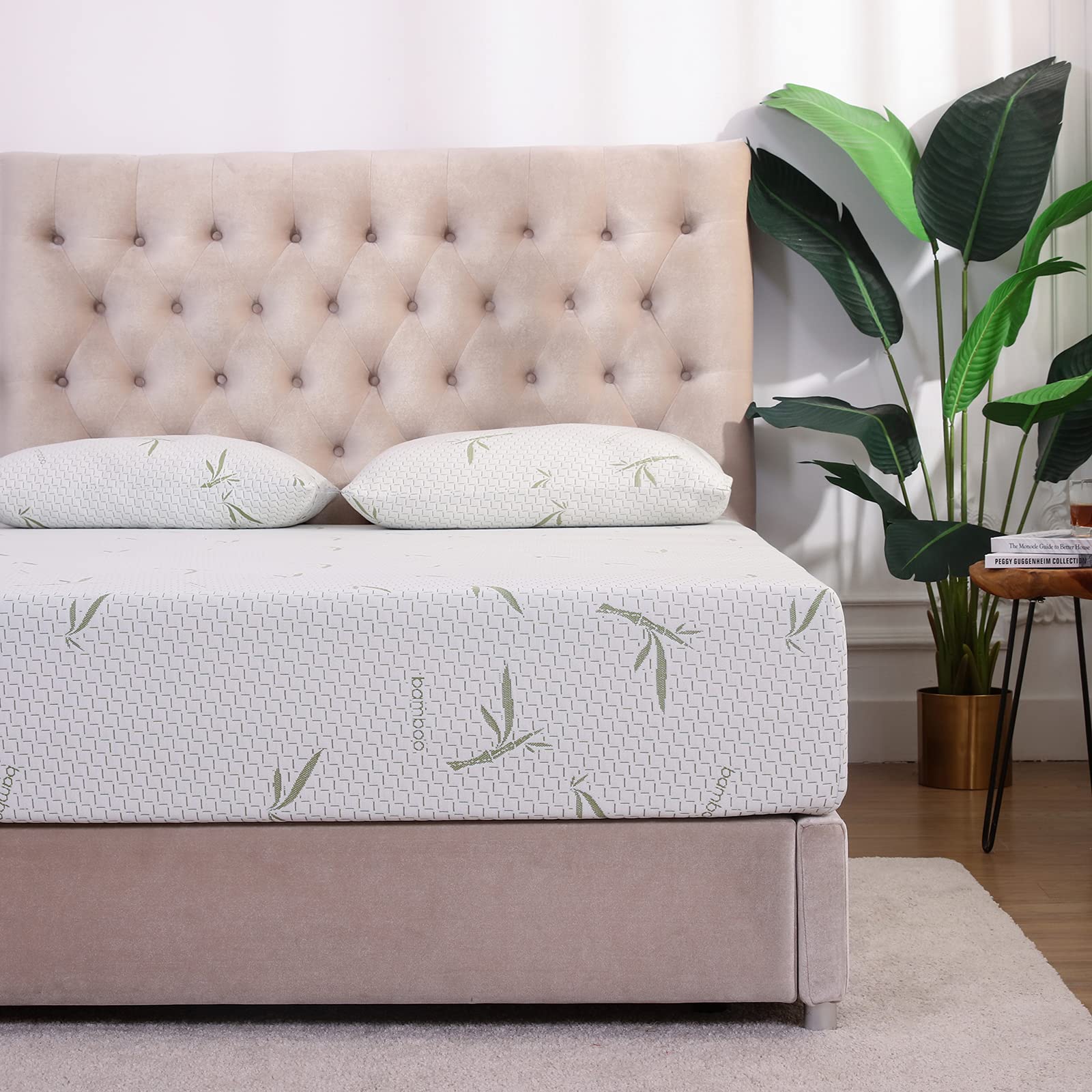 IULULU 10 Inch Memory Foam Mattress Feel with Bamboo Cover, Breathable Bed Mattresses with CertiPUR-US Certified, Full, White
