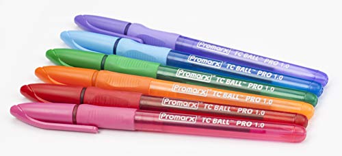 Promarx Tc Ball Pro Grip Fashion Ballpoint Pens, 1.0 mm, Assorted Colored Ink, 6-Count