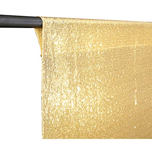 Juya Delight 6ft x 8ft New Gold Sequin Backdrop Curtain for Party Wedding Photography