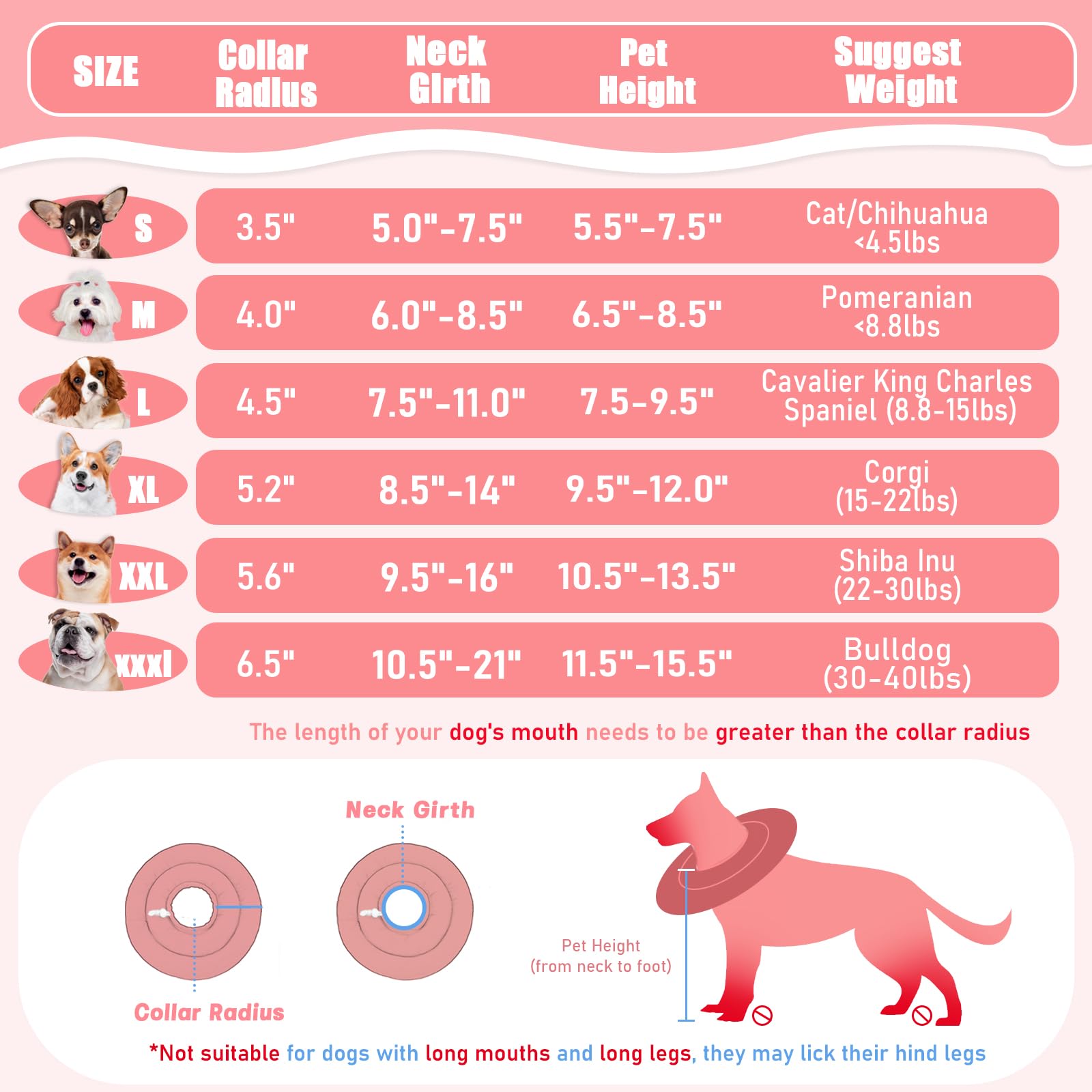 GoGoPaw Soft Dog Cone for Small Medium Dogs and Cats, Adjustable Dog Cone Alternative After Surgery, Water Resistant Pet Recovery Cone Collar for Large Dogs to Stop Licking Wounds(Pink,S-10)