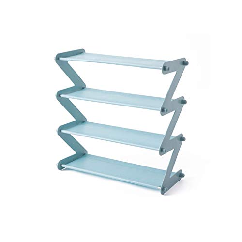 TAZSJG Creative Shoe Rack 4 Layers Stainless Steel Non-Woven Assembly Storage Rack Folding Simple Bookshelf Home Dormitory Organization