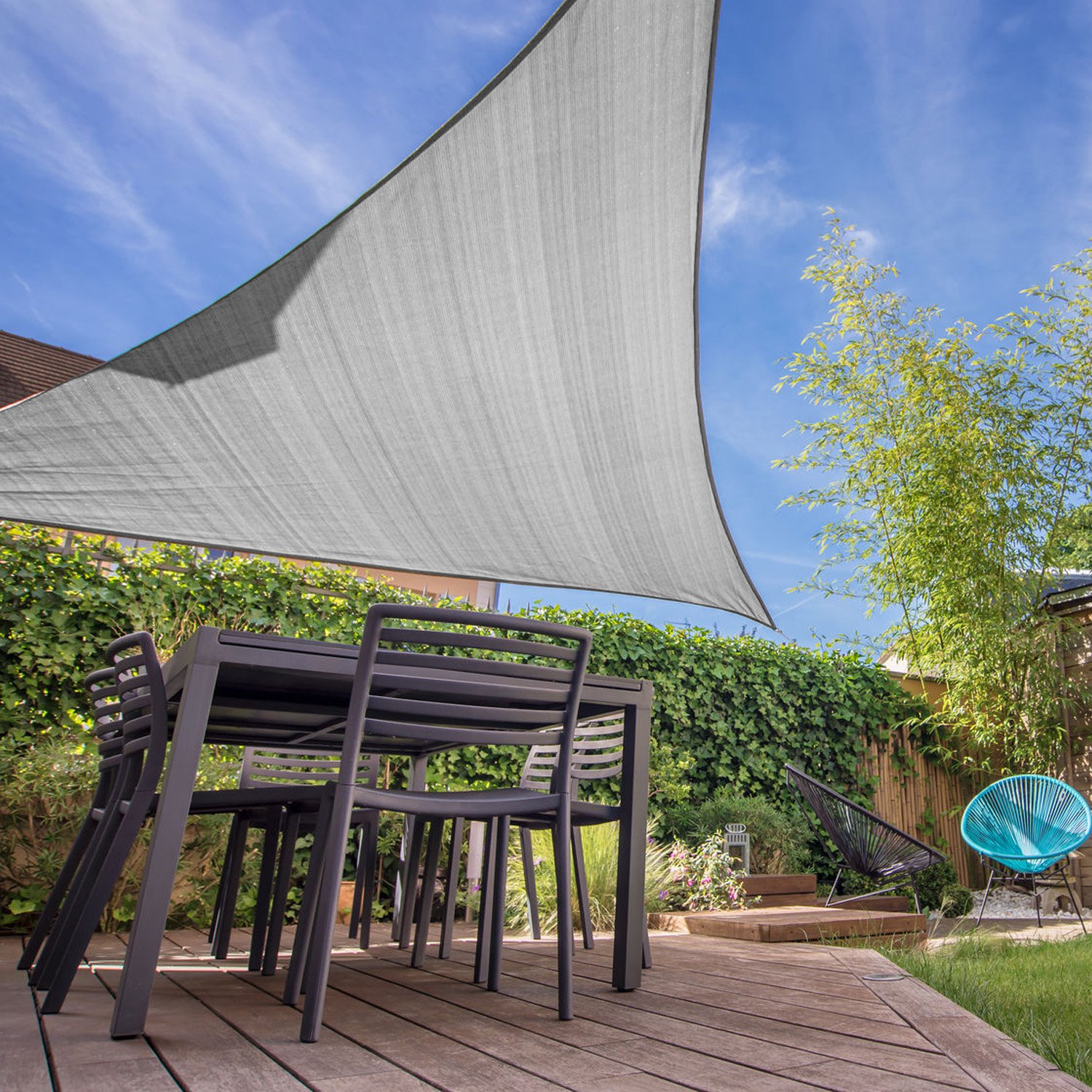 KHOMO GEAR Triangle Sun Shade Sail 16x 16 x 16 Ft UV Block Fabric - Grey