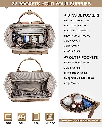 LOVEVOOK Laptop Backpack for Women,15.6 Inch Work Travel Backpack with Charging Port, Teacher Nurse Bag With Organizer Pouch Fashion Daypack Computer Backpack for Business College