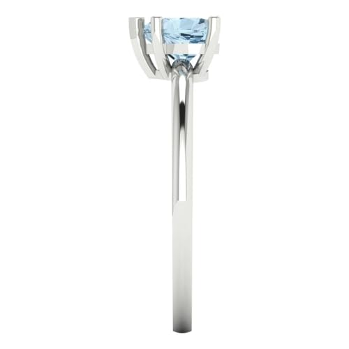 Clara Pucci 1.0 ct Heart Cut Solitaire Blue Simulated Diamond 5-Prong Engagement Bridal Promise Anniversary Ring 18K White Gold Size 7