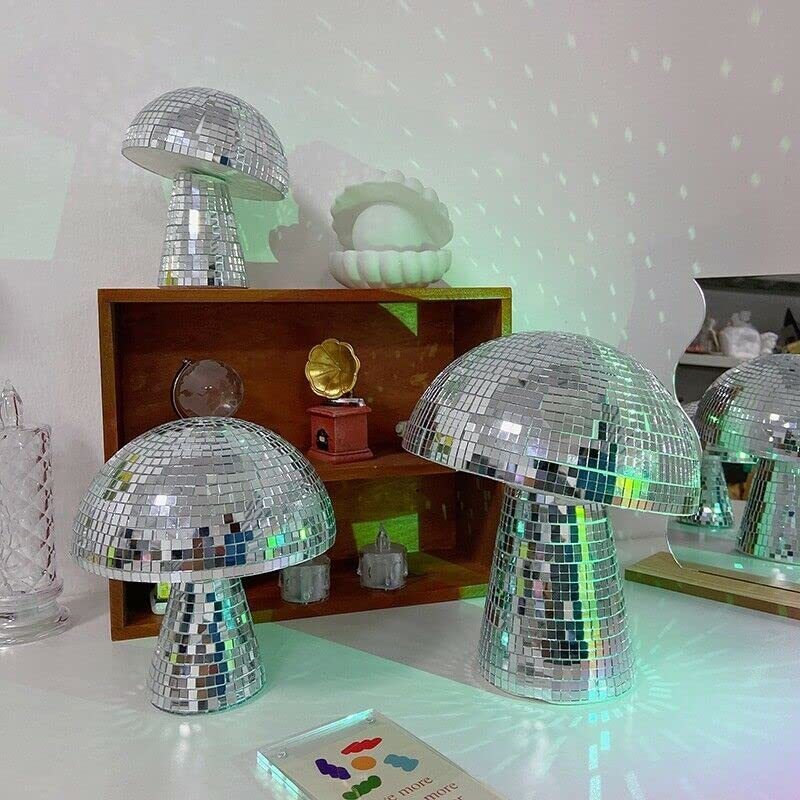 Mushroom Disco Ball for bar, Party, Room, Table Decor - Mirror Disco Ball Mushroom Shape Home Art Decorations (S 5.6 Inches)