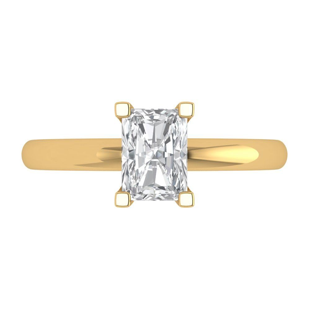 Clara Pucci 1.0 ct Emerald Cut Solitaire Moissanite Engagement Wedding Bridal Promise Anniversary Ring 18K Yellow Gold Size 6.5