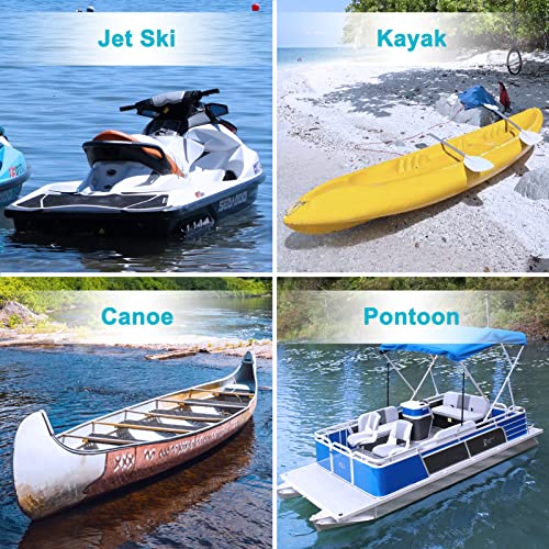 Obcursco Bungee Dock Line, Jet Ski Dock Line with Double 316 Stainless Steel Clips, Boat Snubber Docking Rope for PWC, Boat Accessories for Waverunner, Seadoo, Kayak, 2 Pack 4-5.5ft Yellow & Blue