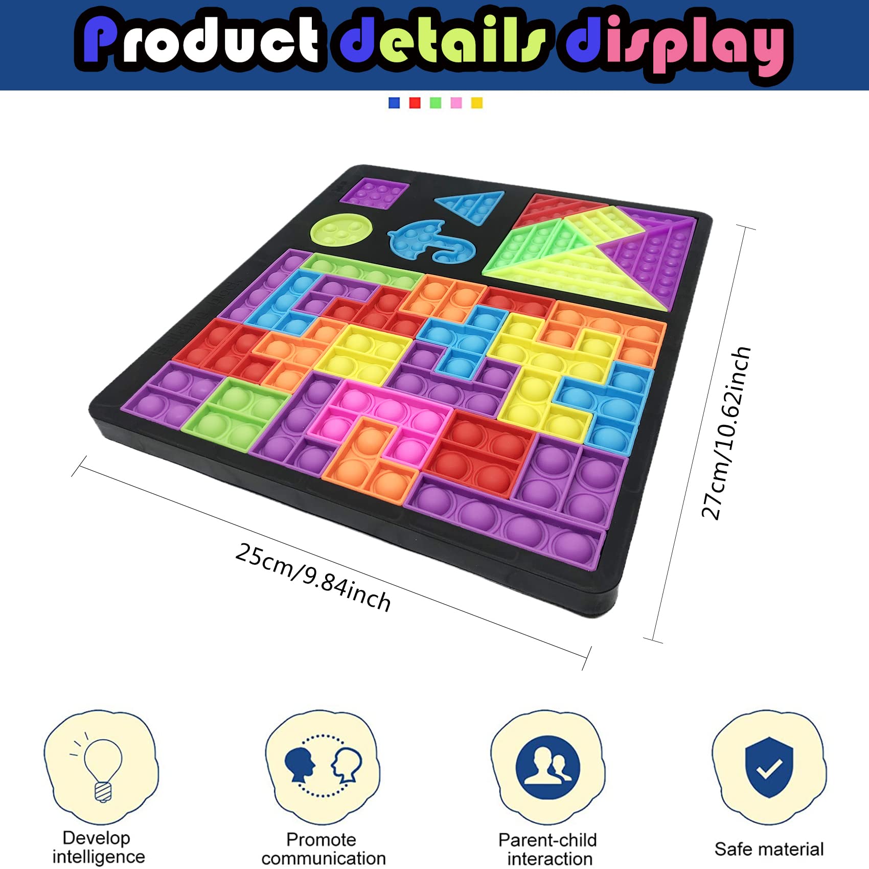 Popit Games Big Pop Board Games Fidget Toy - 36pcs Jigsaw Puzzle Game Pop Push It Bubble Sensory Fidget Toys for Play with Friends, Interactive Jumbo Stress Anxiety Relief Toy Play with Friends