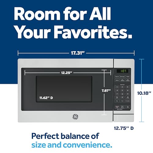 GE GCST07N1WWW Microwave Oven, 700-watt 6 Auto Cooking Settings, Kitchen Essentials for The Countertop, Dorm Room or Apartment, Child-Lock Technology 0.7 Cu. Ft, White