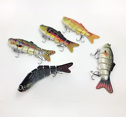 Demall 5 pcs Luya Fishing Lure Multi-Section 10CM/16.5G Segme Full Swimming Layer Hard Swimbait Artificial Spinning Tackle Bionic Bait