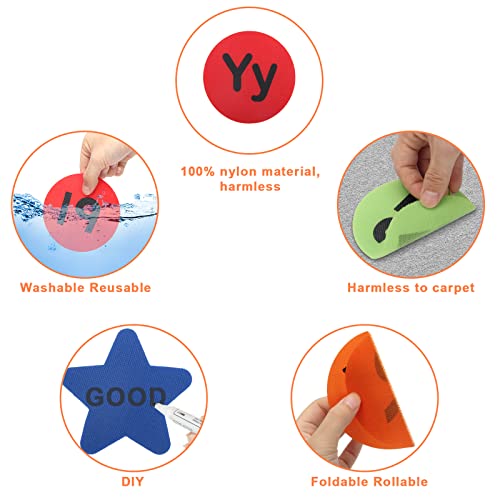 Hoedia 70pcs Carpet Markers Floor Dots Multicolour Spot Marker,Magic Carpet Spots for Classroom Supplies Elementary School Kindergarten Daycare Decoration(26 Letters + 36 Numbers + 8 Stars)