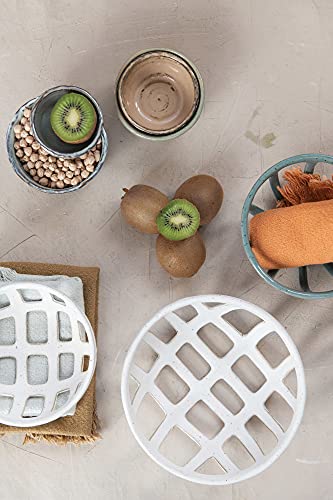 Creative Co-Op S/2 Stoneware Fruit w Reactive Glaze Basket, White, 2