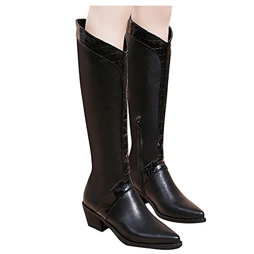 FASDNENDYS Boots for Women Ankle Booties Solid Women's Heel Shoes Fashionable Pointed Color Autumn Comfortable 9w Boots Black