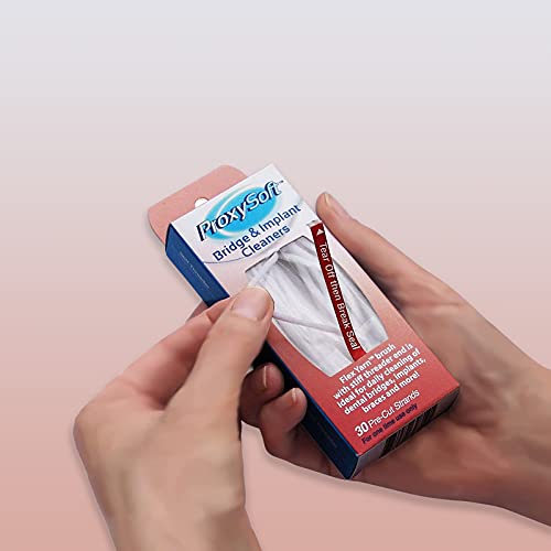 Proxysoft Dental Floss for Bridges and Implants 30 Strands - Floss Threaders for Bridges, Dental Implants, Braces with Extra-Thick Proxy Brush for Optimal Oral Hygiene -Teeth Bridge and Implant Cleaners