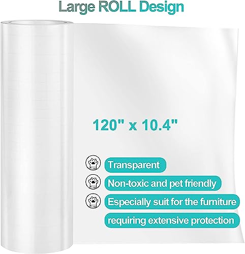 Lovinch [Thickened Vinyl] Cat Scratch Furniture Protector, Clear Couch Protector for Cat, Anti Cat Scratching Deterrent Tape, Pet Training Tape from Scratching Furniture Couch Door – [123" X 10.4"]