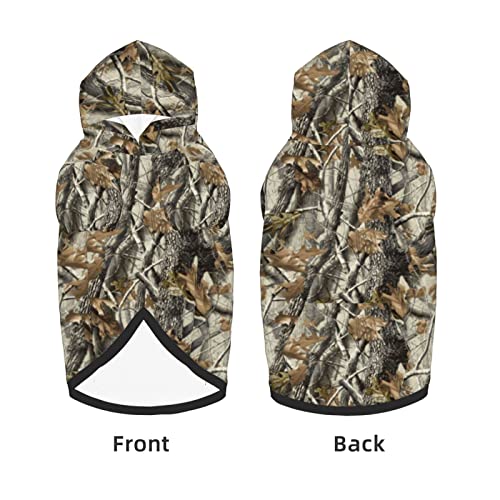 Large Dog Hoodie Mossy-Tree-Camo-Leaf Pet Clothes Sweater with Hat Soft Cat Outfit Coat X-Large