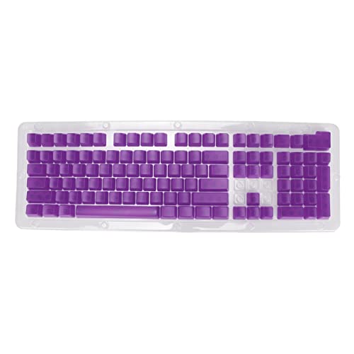 Full 108 Keys Keycaps, OEM Height Pudding DIY Transparent Keycaps Replacement Set for 61/87/104 Keys Mechanical Gaming Keyboard(Purple)