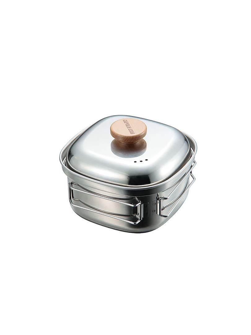 Captain Stag UH-4202 Stainless Steel Square Ramen Cooker, 0.3 gal (1.3 L), Made in Japan, Made in Japan