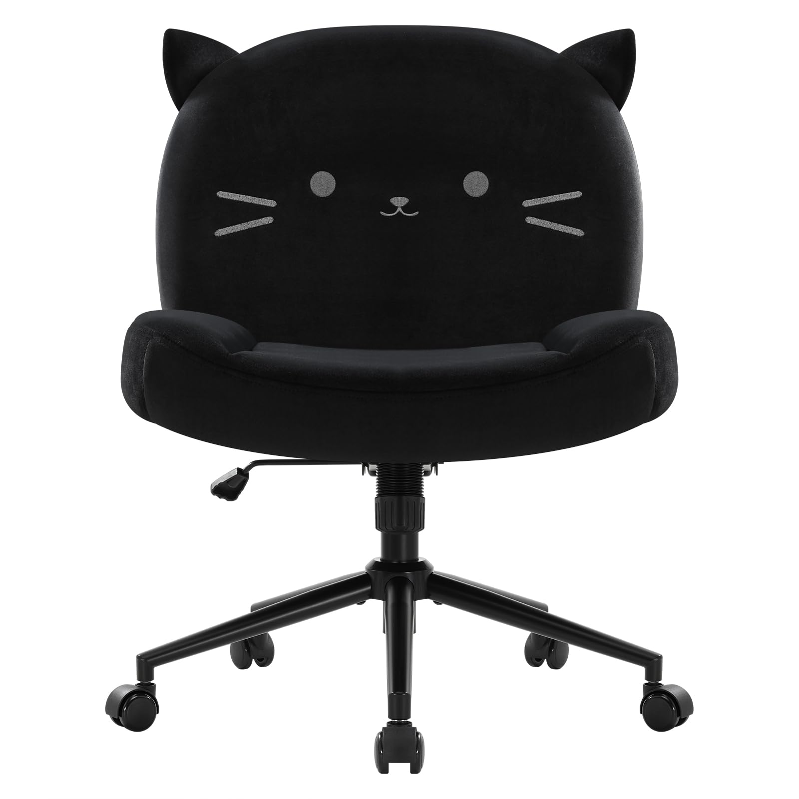 IWMH Armless Office Desk Chair with Wheels,Ergonomic Criss Cross Legged Computer Chair with Fabric Padded, Height Adjustable Wide Seat Vanity Chair,Mid Back Task Chair for Home, Bedroom (Black)