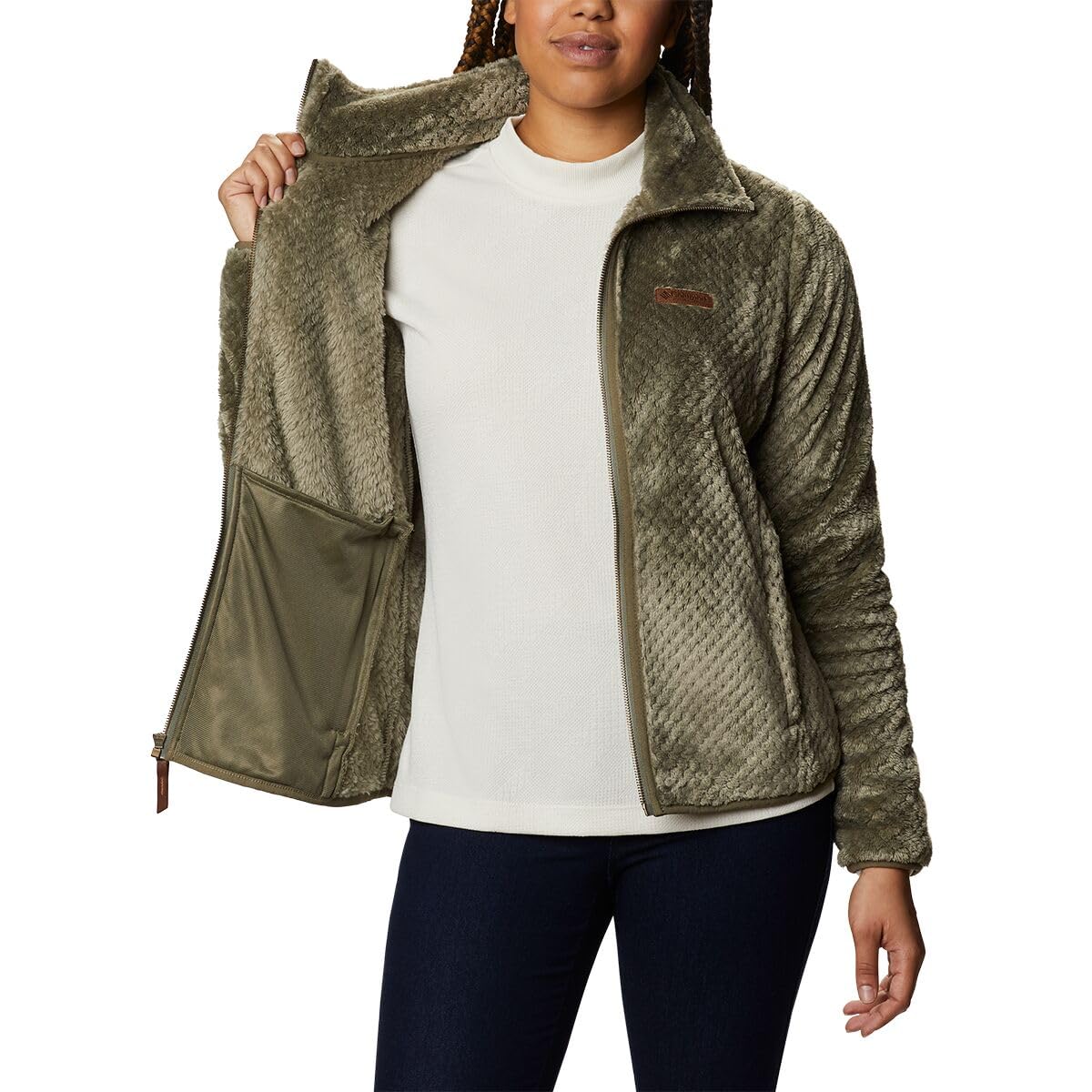 Columbia Women's Fire Side II Sherpa Full Zip, Stone Green, Small