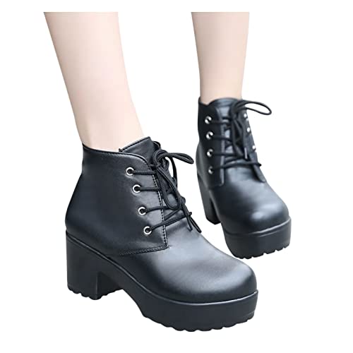 FASDNENDYS Boots for Women Ankle Booties Chunky Boots Shoes Heels Pointed Ankle High Boots Womens Heeled Boots Size 11 Black