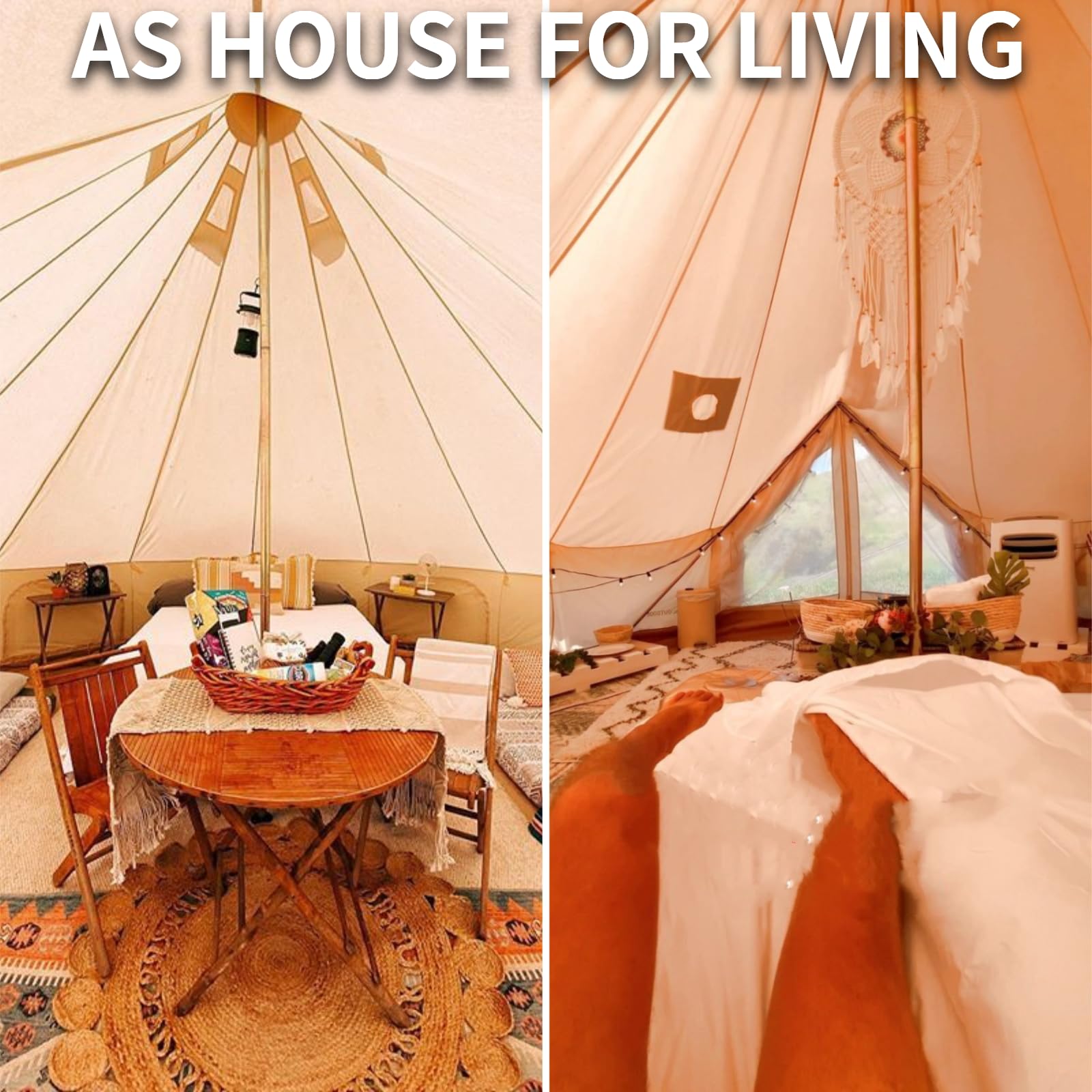 DANCHEL OUTDOOR Waterproof Yurt Tent with Stove Jack for 6 Person Camping, Glamping Canvas Tent with Footprint Accessories