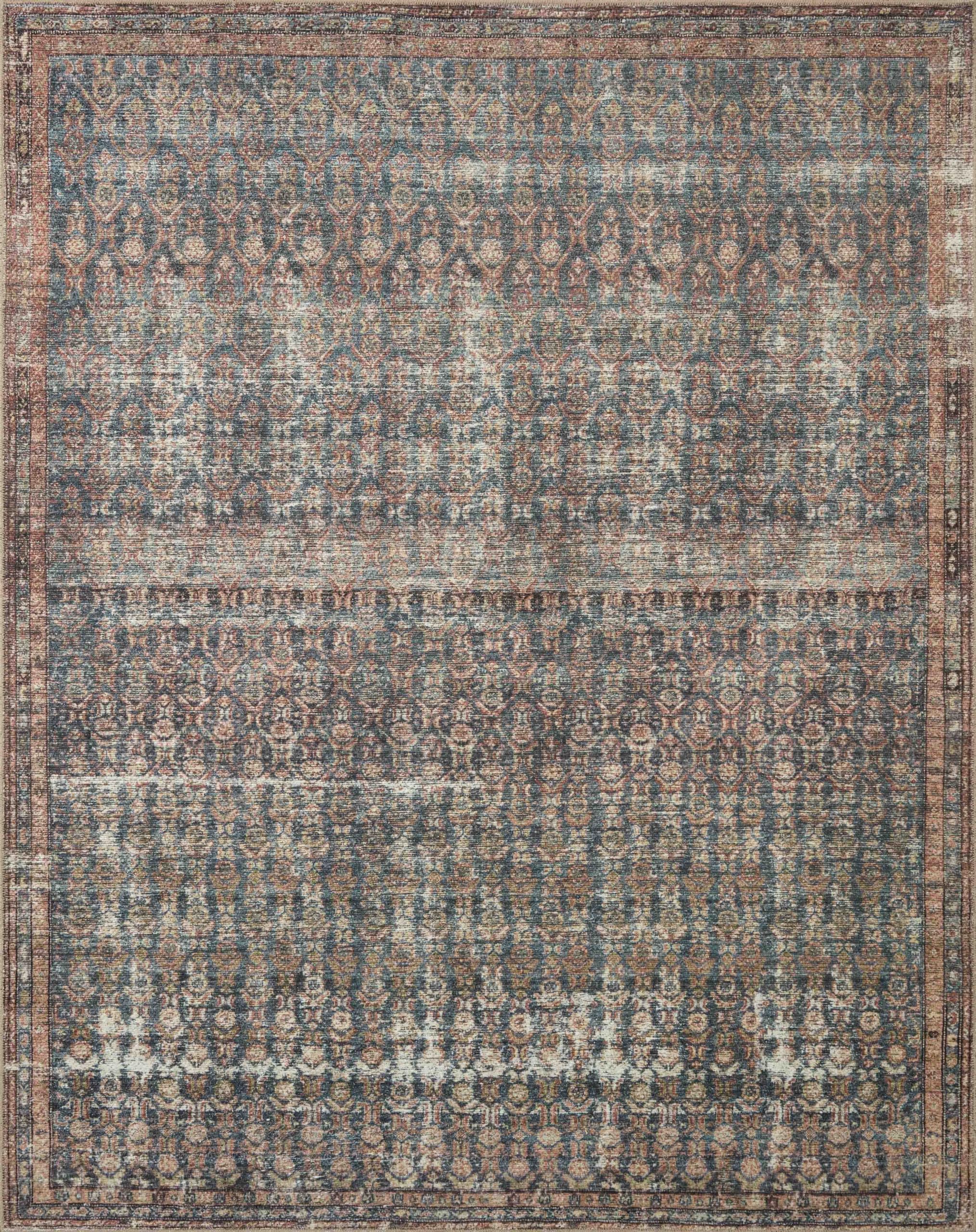Loloi Amber Lewis Billie Collection, Ocean & Brick 6'-0" x 9'-0" Area Rug – Antique & Distressed Accent Rugs for Living Room, Bedroom, Entryway & Hallway, No Shed High Traffic Area Home Decor Rug