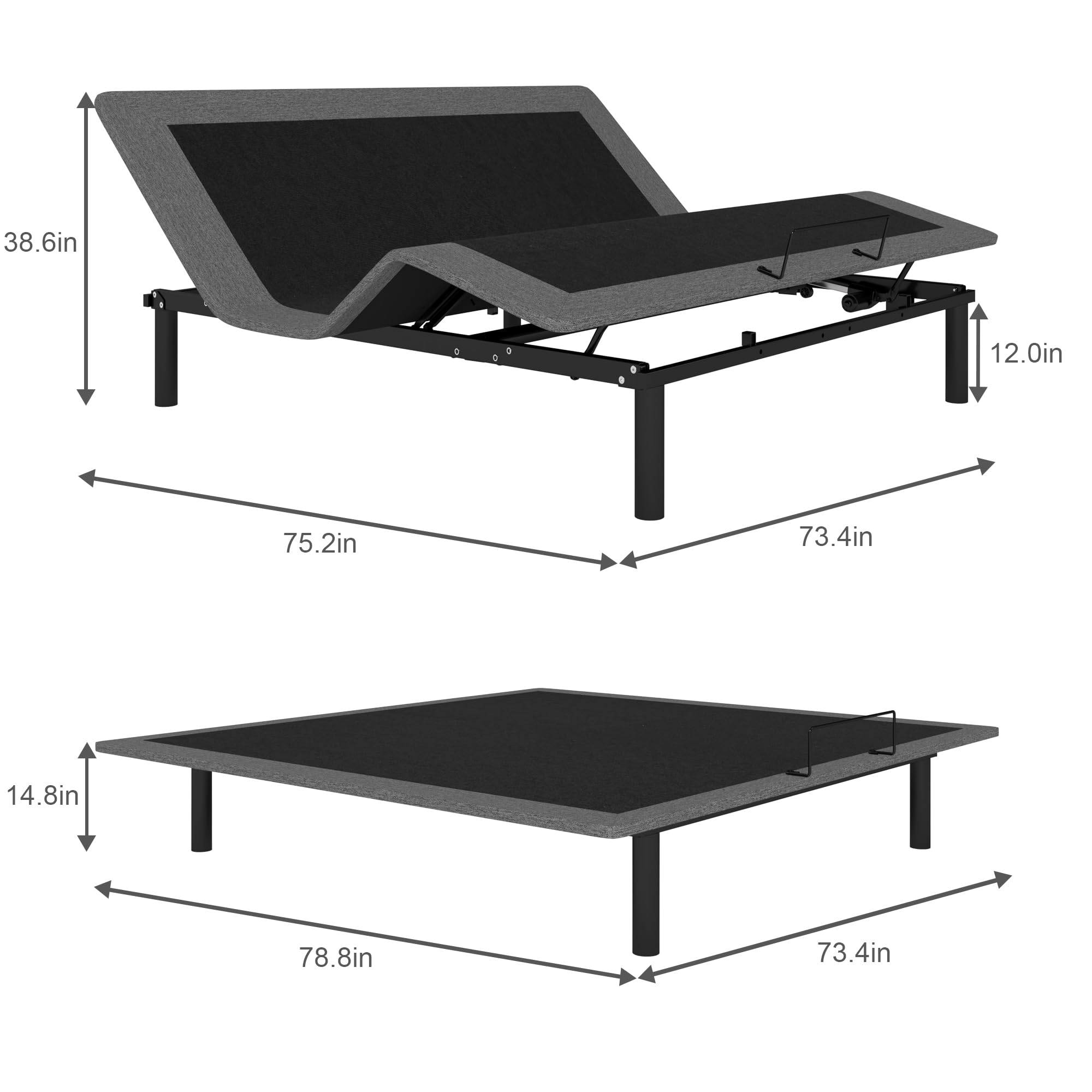 GOLDORO Ergonomic King Size Adjustable Bed Base, Wireless Remote Control, Whisper Quiet Durable Motor, Independent Head and Foot Incline