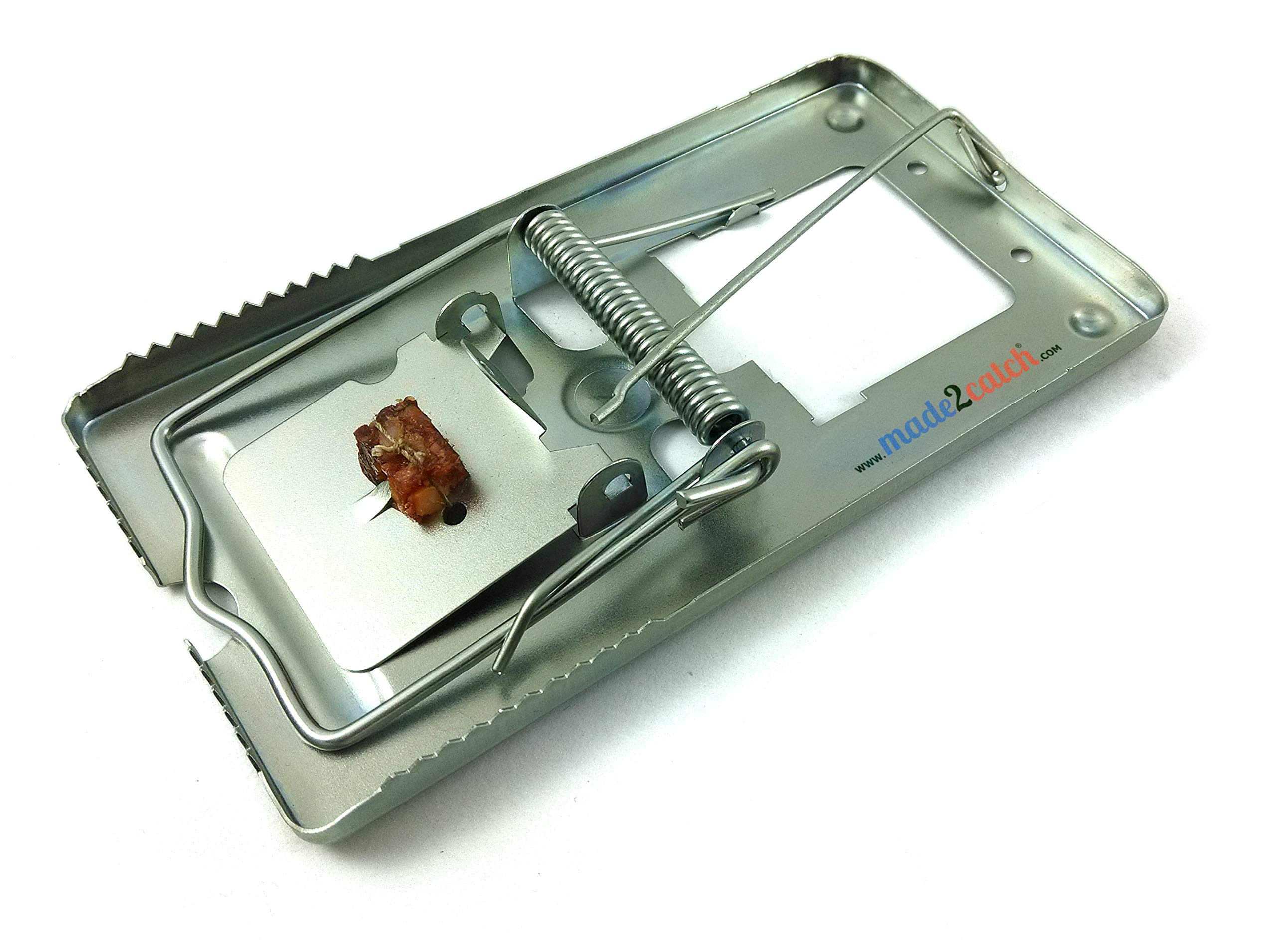 made2catch Pack of 2 Classic Metal Rat Traps Fully Galvanized - Rat Traps That Work - Strong and Humane Snap Rat Trap - Reusable Rat Trap - 2 Traps