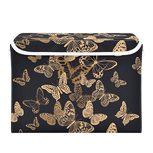 innewgogo Butterflies Storage Bins with Lids for Organizing Cube Cubby with Handles Oxford Cloth Storage Cube Box for Study Room