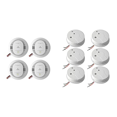 Kidde Hardwired Smoke & Carbon Monoxide Detector, Battery Backup, Interconnectable, LED Warning Light Indicators, 4 Pack & Smoke Detector, Hardwired Smoke Alarm with Battery Backup Included, Pack of 6
