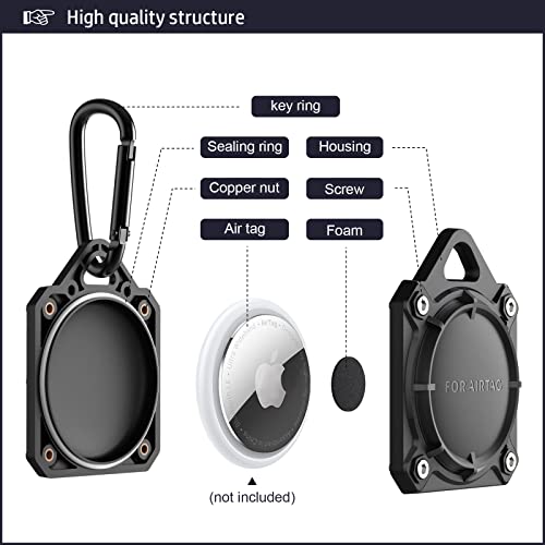 HBT Waterproof Airtag Holder/AirTag Keychain Case, Fully Enclosed, Durable, Secure Protector for AirTag with Key Ring (1pack)